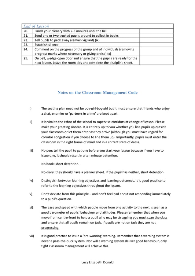 Classroom Management Policy | DOC | Secondary Education | Education