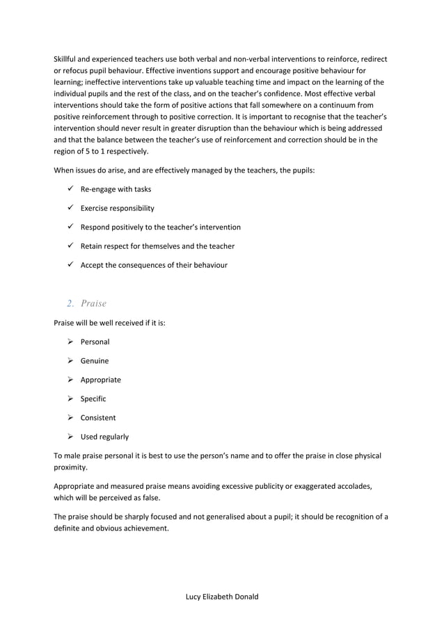 Classroom Management Policy | DOC | Secondary Education | Education