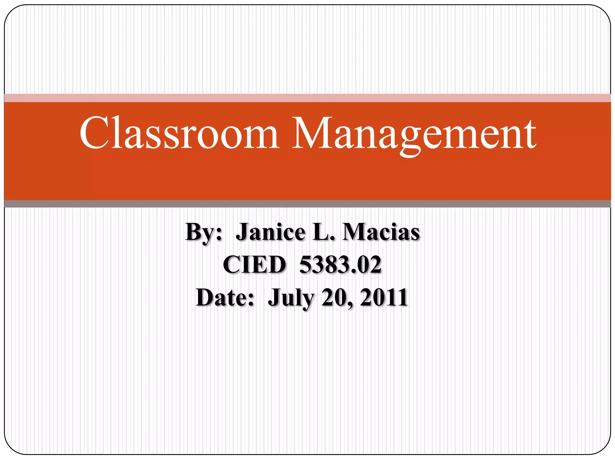 Classroom management powerpoint | PPTX