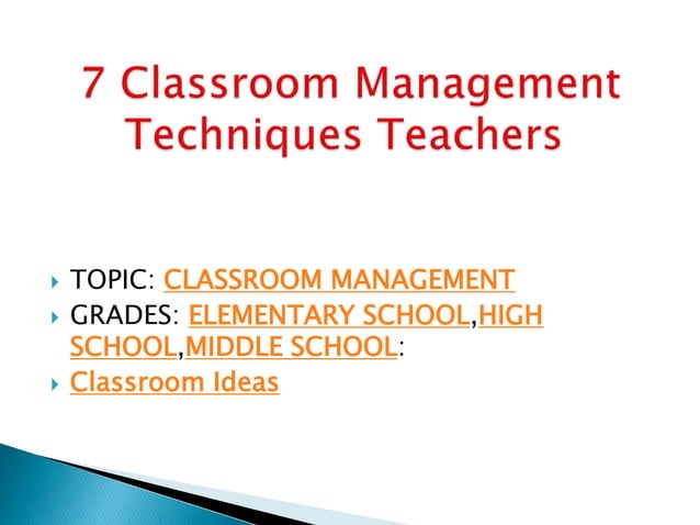 Class room management techniques | PPTX