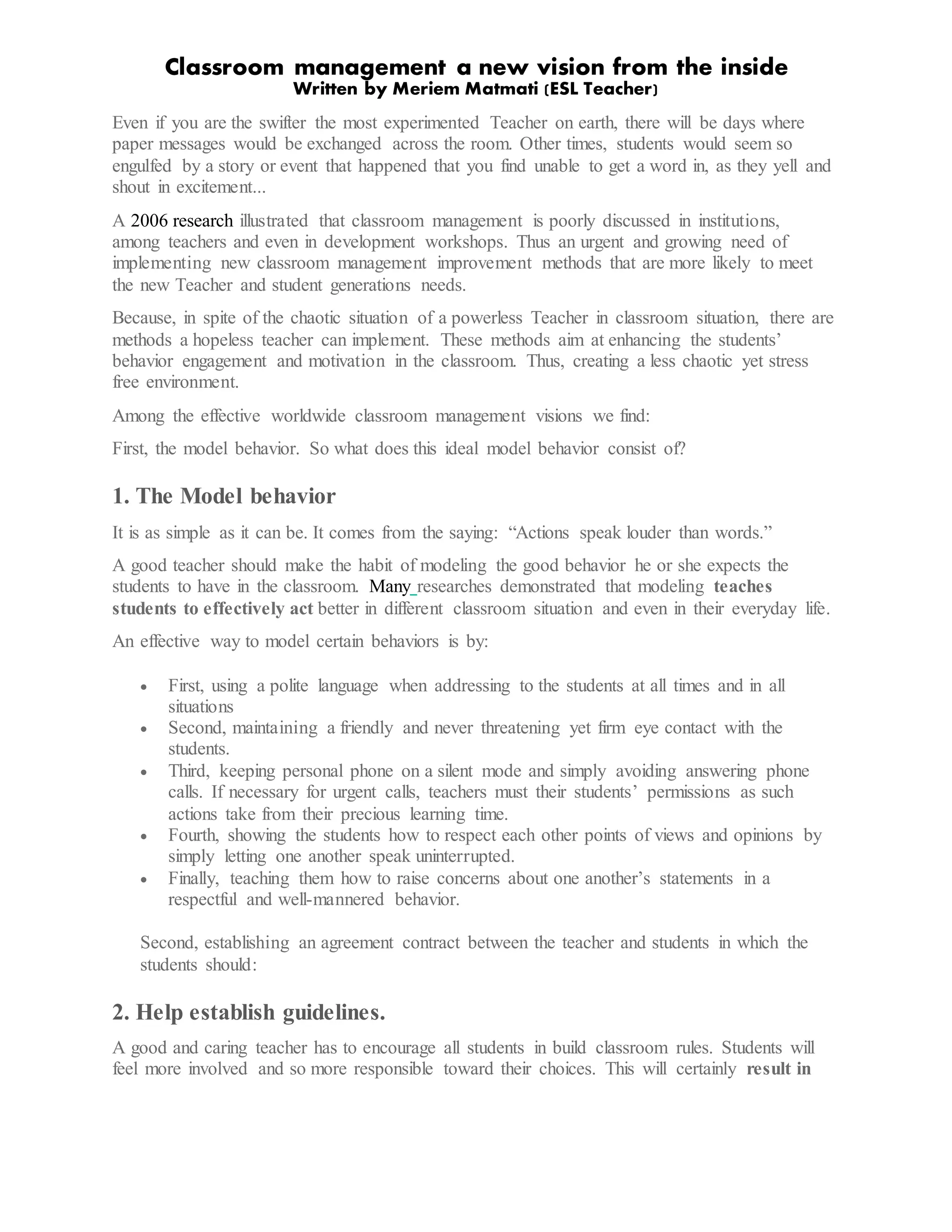 Classroom management tips | PDF