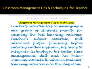 Classroom management tips & techniques for teacher how to increase ...