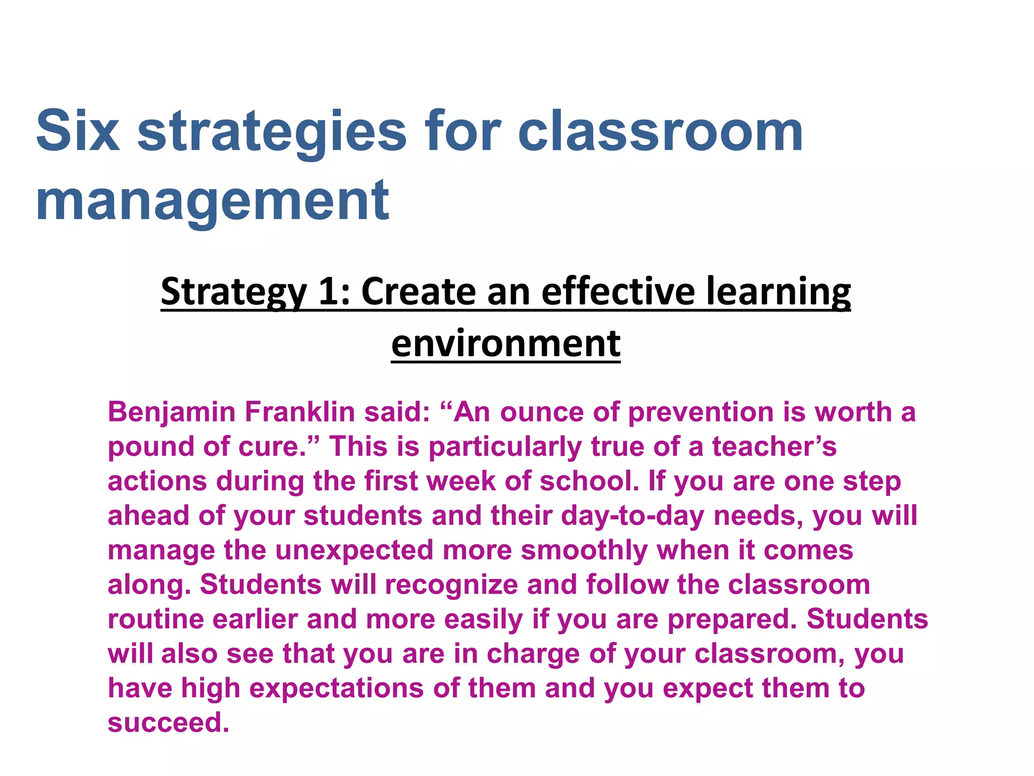 Classroom Management workshop | PDF