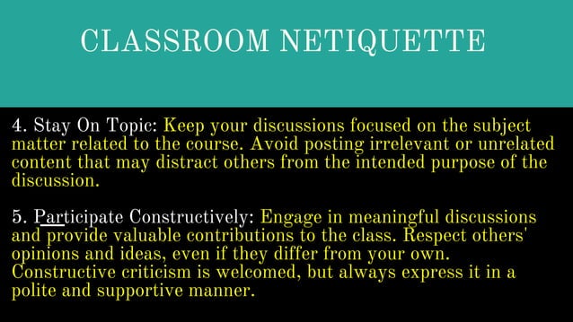 Classroom Netiquette Pptx