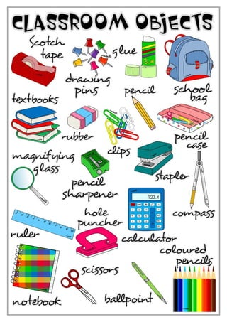 Classroom objects poster round table | PDF