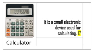 classroom objects uses for A1 to B1 level | PPT