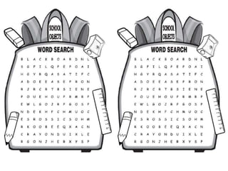 Classroom objects wordsearch primary | PPT
