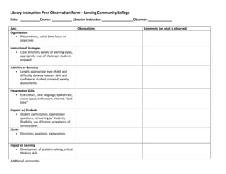 Classroom Observation Form | PDF