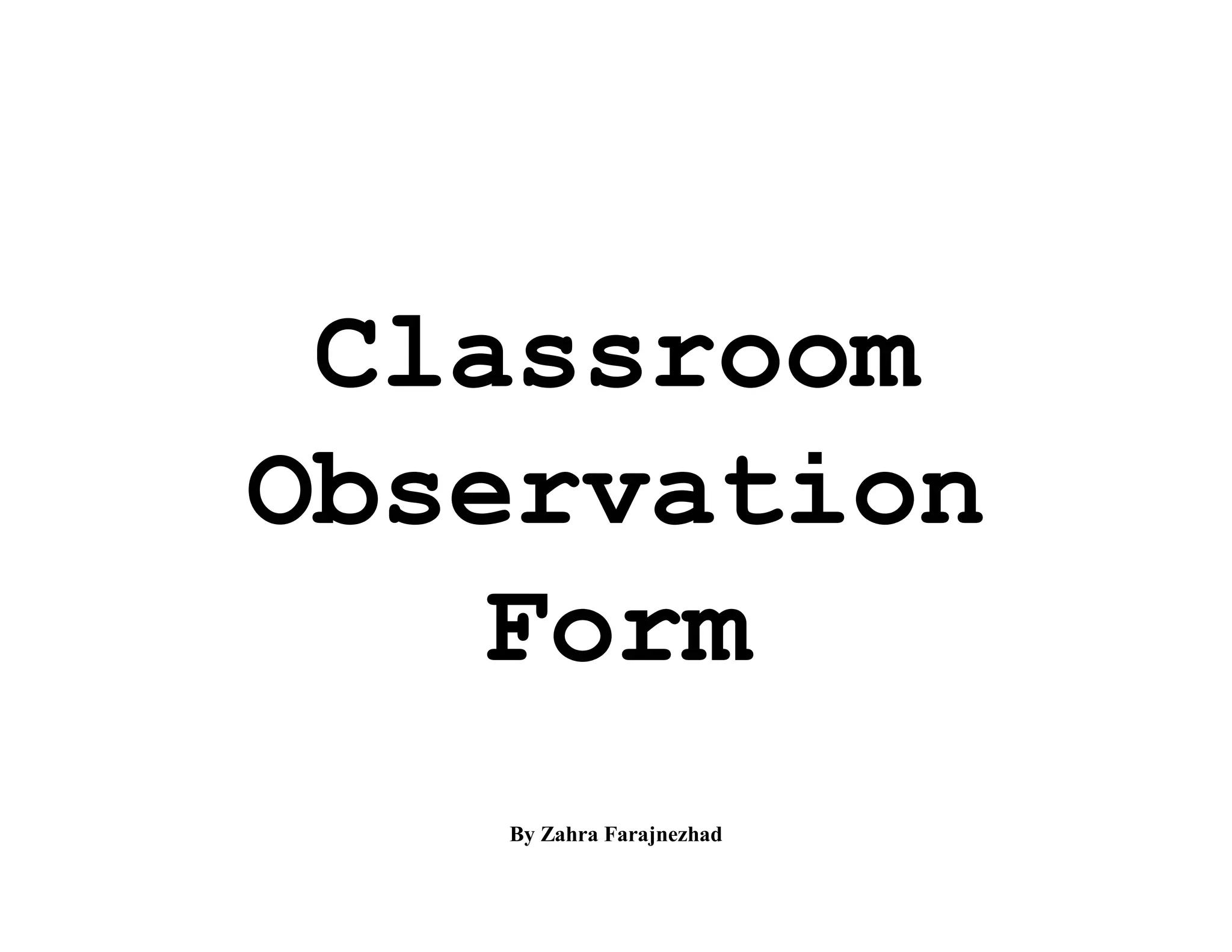 Classroom observation_Teaching Skills | PDF