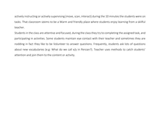 Classroom observation_Teaching Skills | PDF