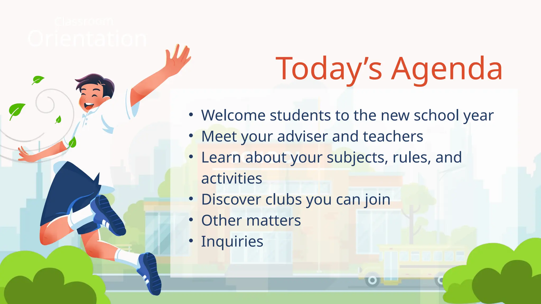 Classroom Orientation Presentation in Orange, Light Blue and White ...