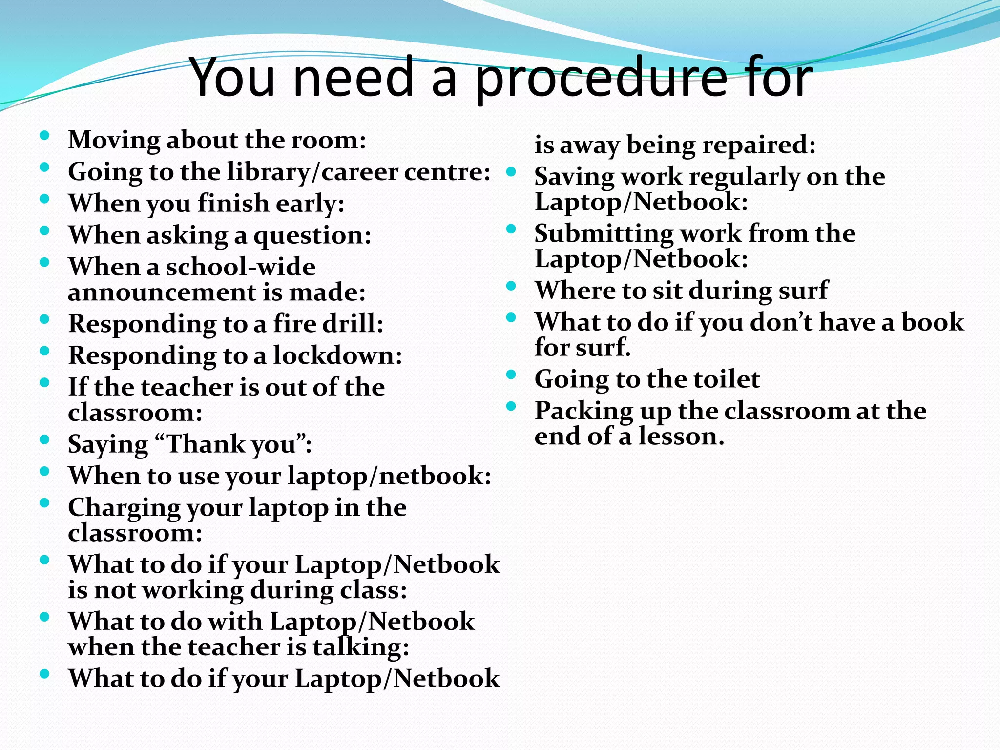 Classroom procedures | PPT