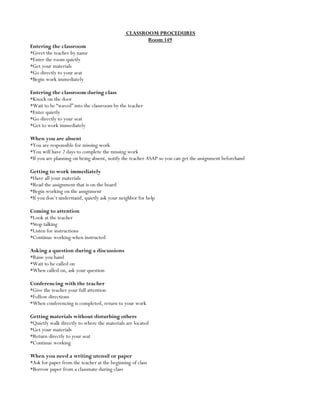 Classroom procedures | PDF