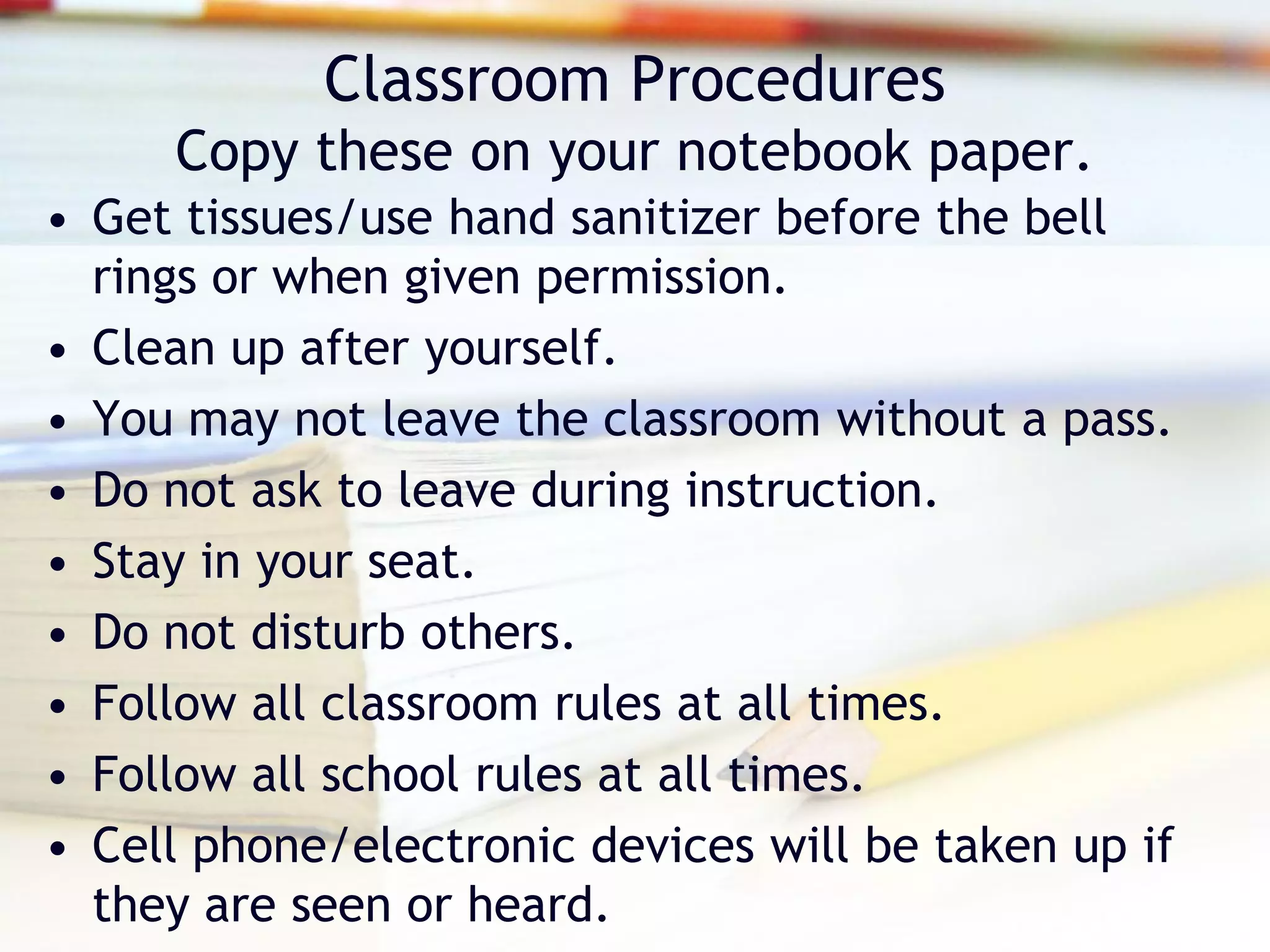 Classroom Procedures Powerpoint | PDF