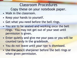 Classroom Procedures Powerpoint