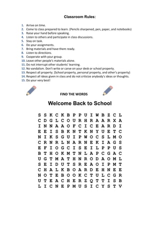School/Classroom rules | DOC
