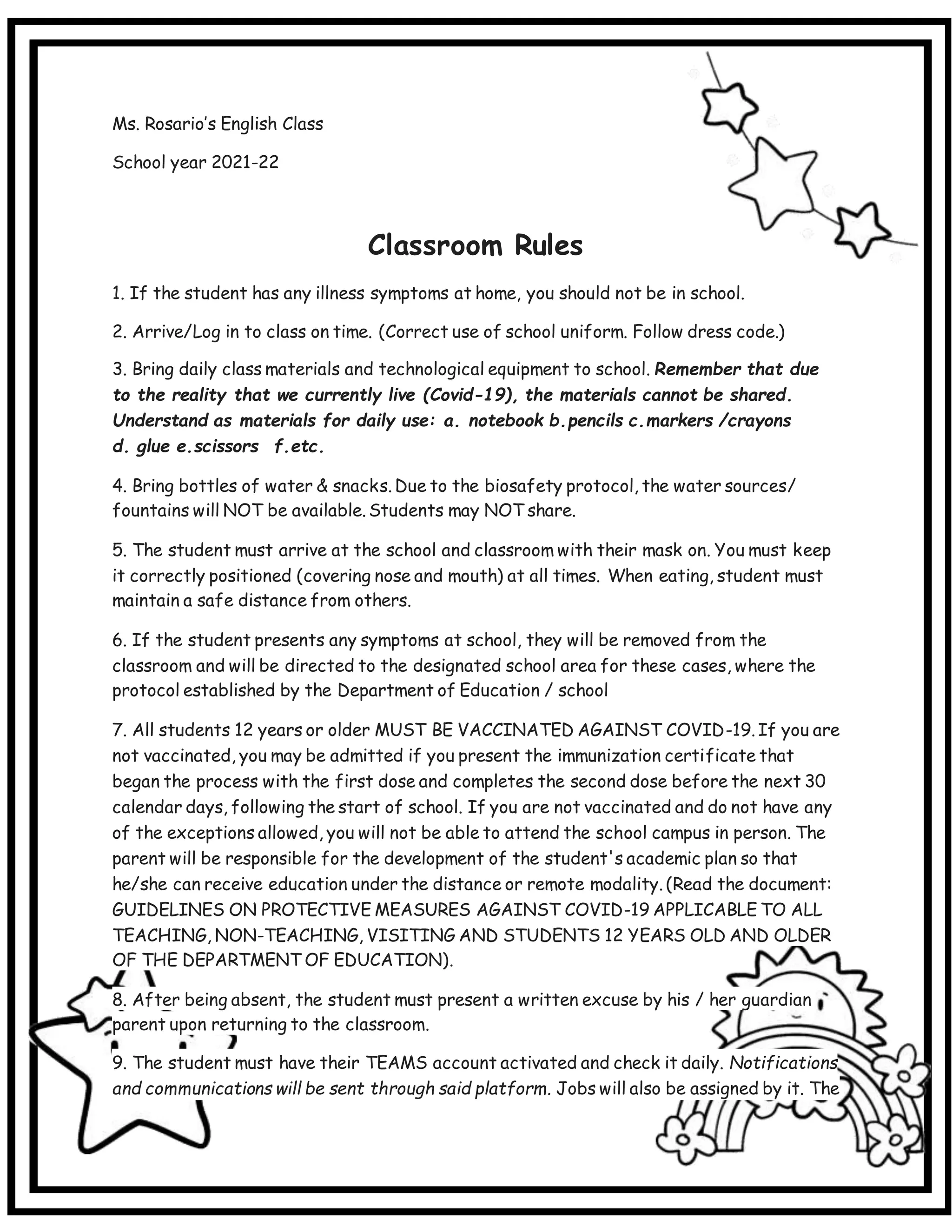 Classroom rules | PDF