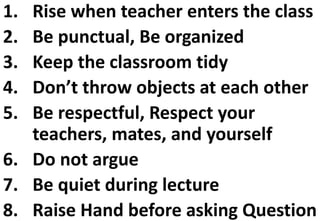 Classroom-Rules for grade -7,8,9,10.pptx | Education