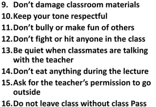 Classroom-Rules for grade -7,8,9,10.pptx | Education