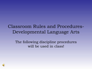 Classroom Procedures