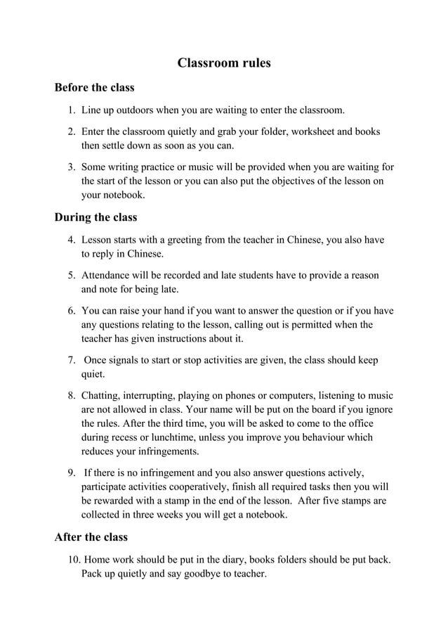 Classroom rules | DOC