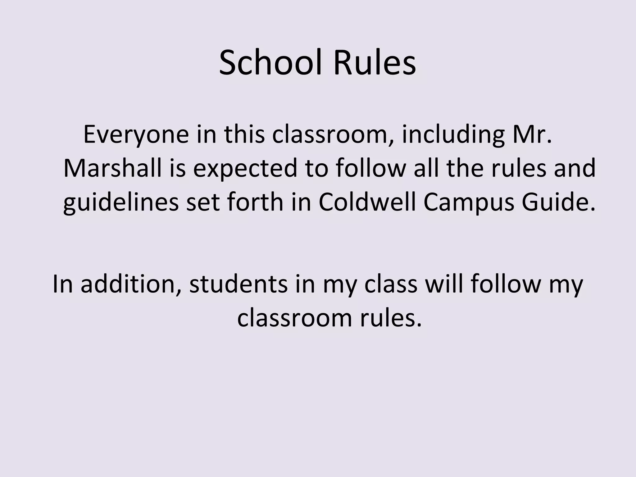 Classroom rules marshall | PPT