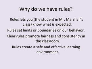Classroom rules marshall | PPT