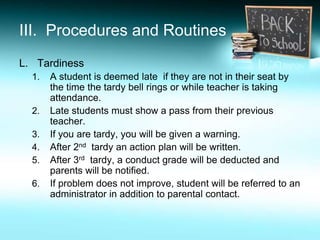 Classroom rules & procedures 2012 2013 | PPTX