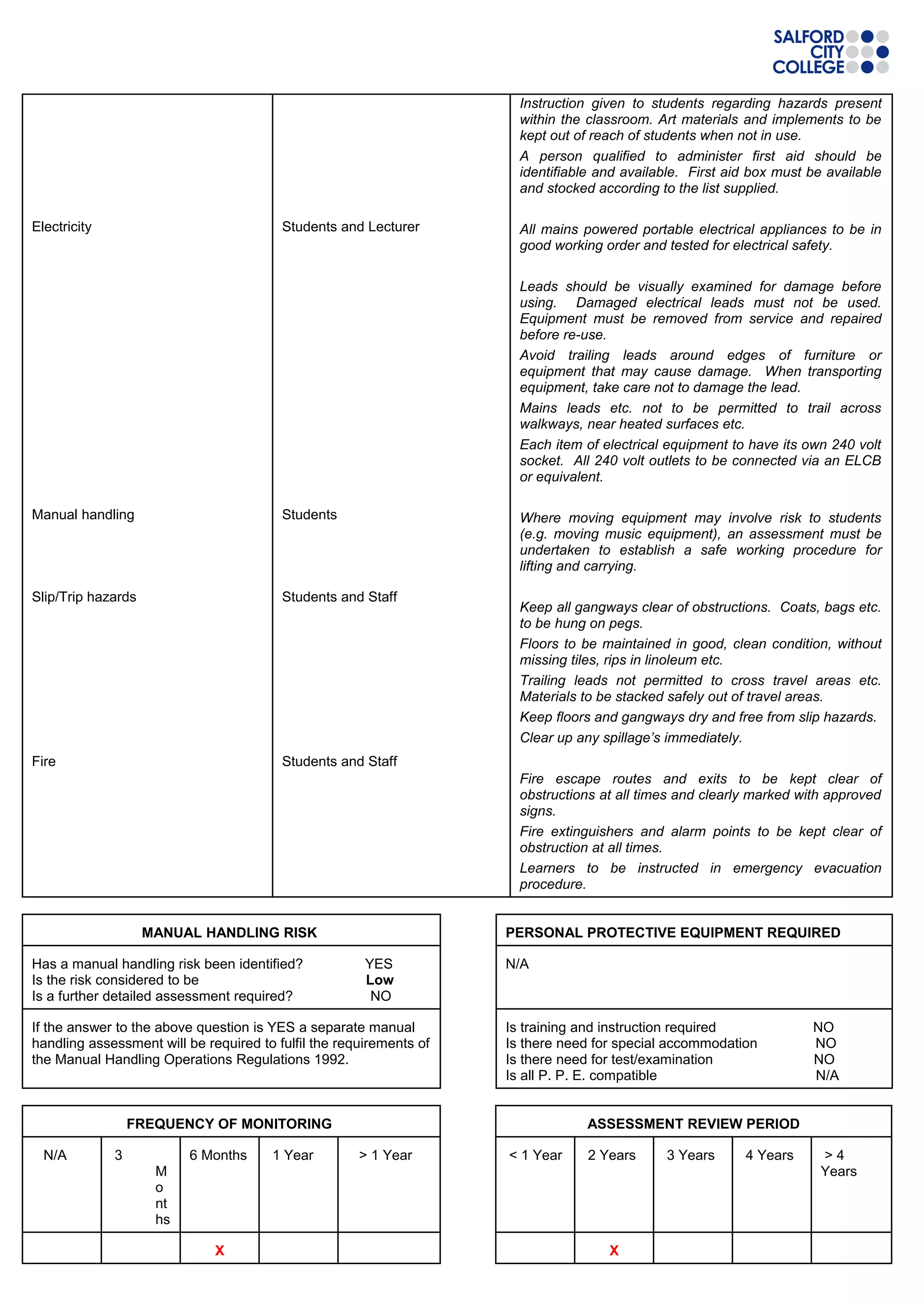 Classroom Health and Safety | DOC