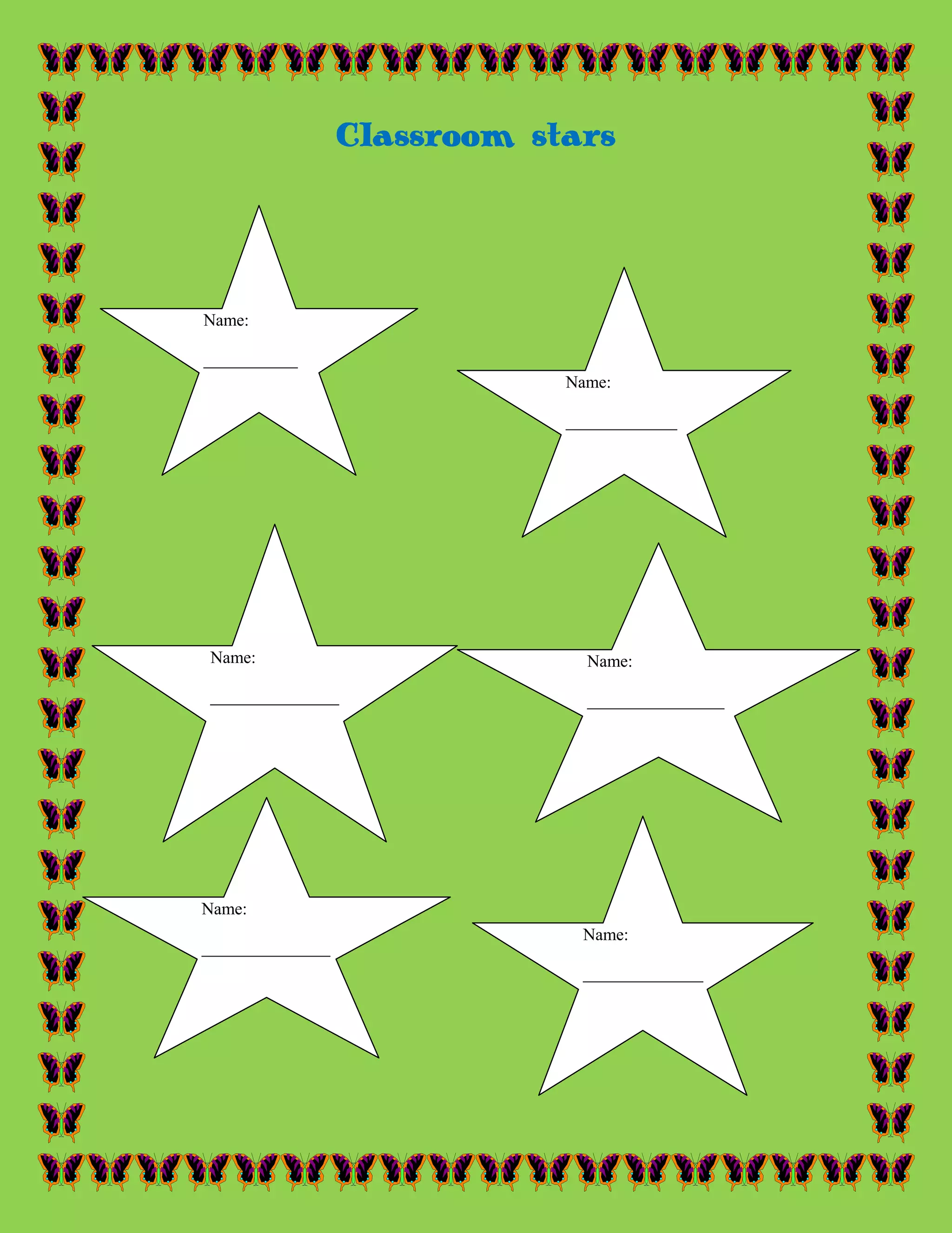 Classroom stars | DOCX