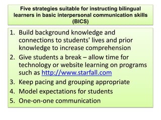 Classroom strategies and activities for bilingual learners wk2 | PPTX