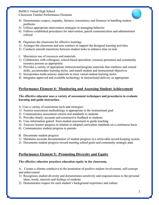 Classroom_Teachers_Performance_Elements (1).pdf | Professional School ...
