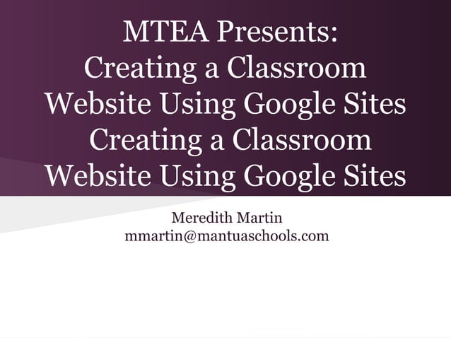Creating Classroom Websites with Google Sites | PPT