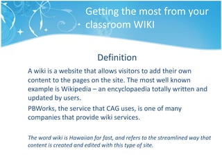 Getting the most out of your classroom wiki | PPTX