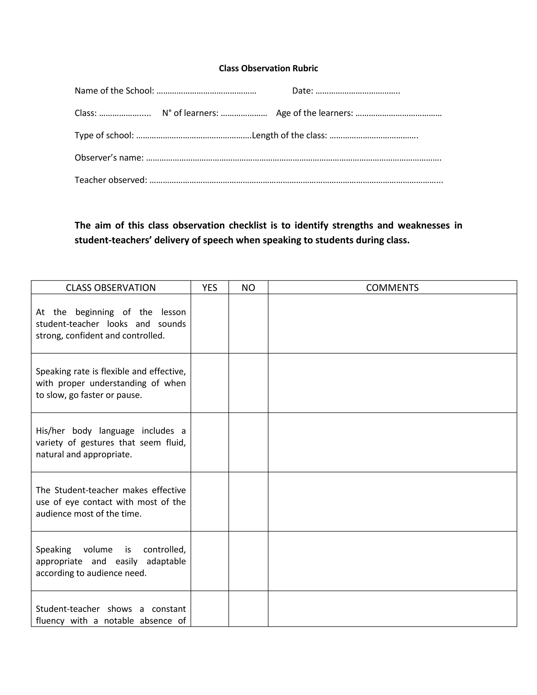 Class rubric nicolas cuevas final10 | DOCX