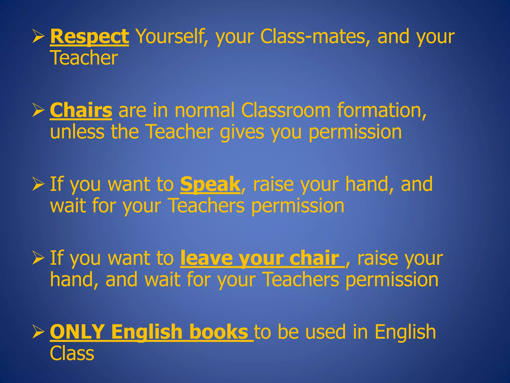 Windsor School 6th Grade Class rules | PPT