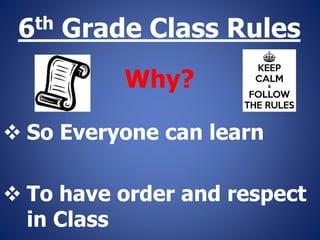 Windsor School 6th Grade Class rules | PPT