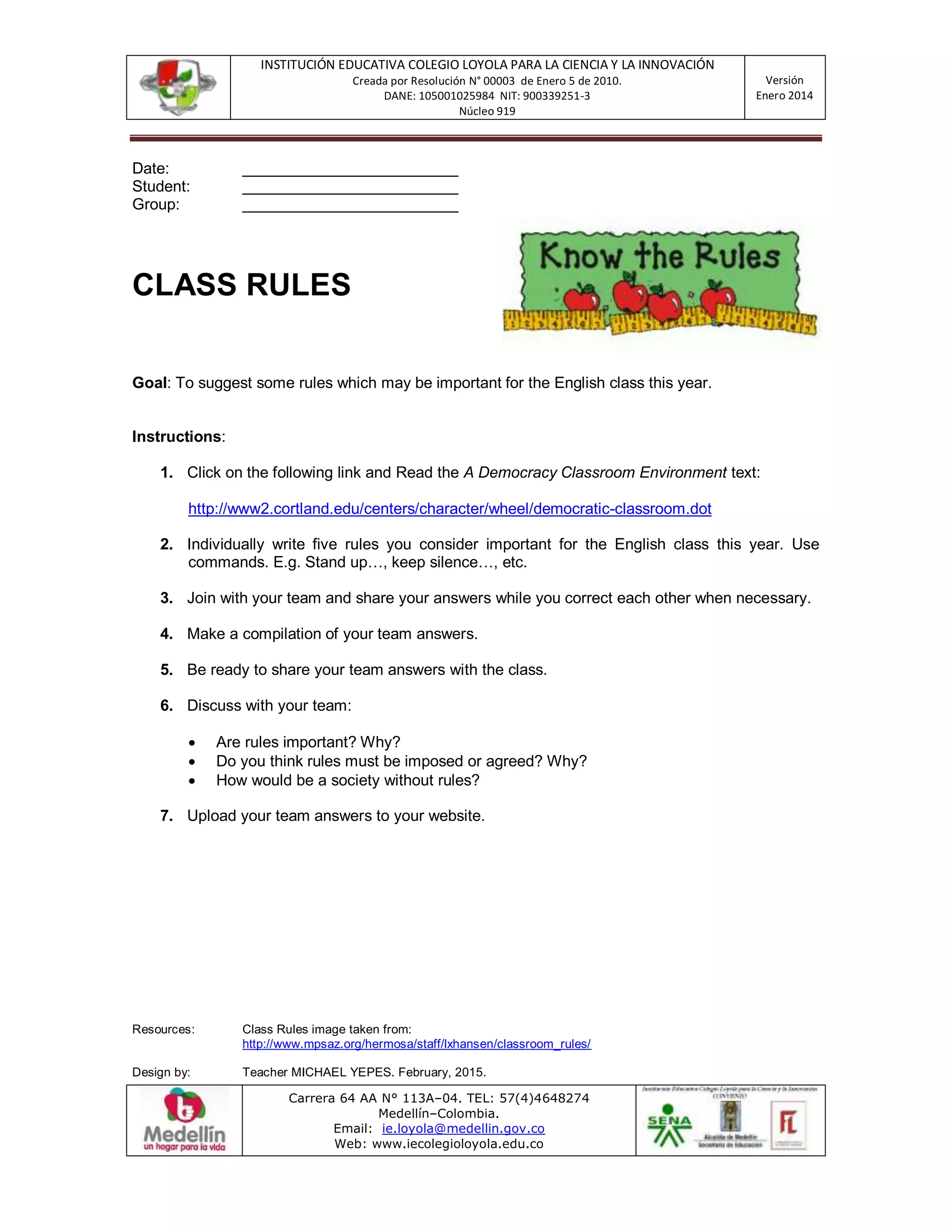 CLASS RULES | PDF
