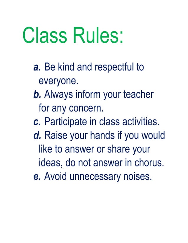 Class Rules for grade 8 level category ry | PDF