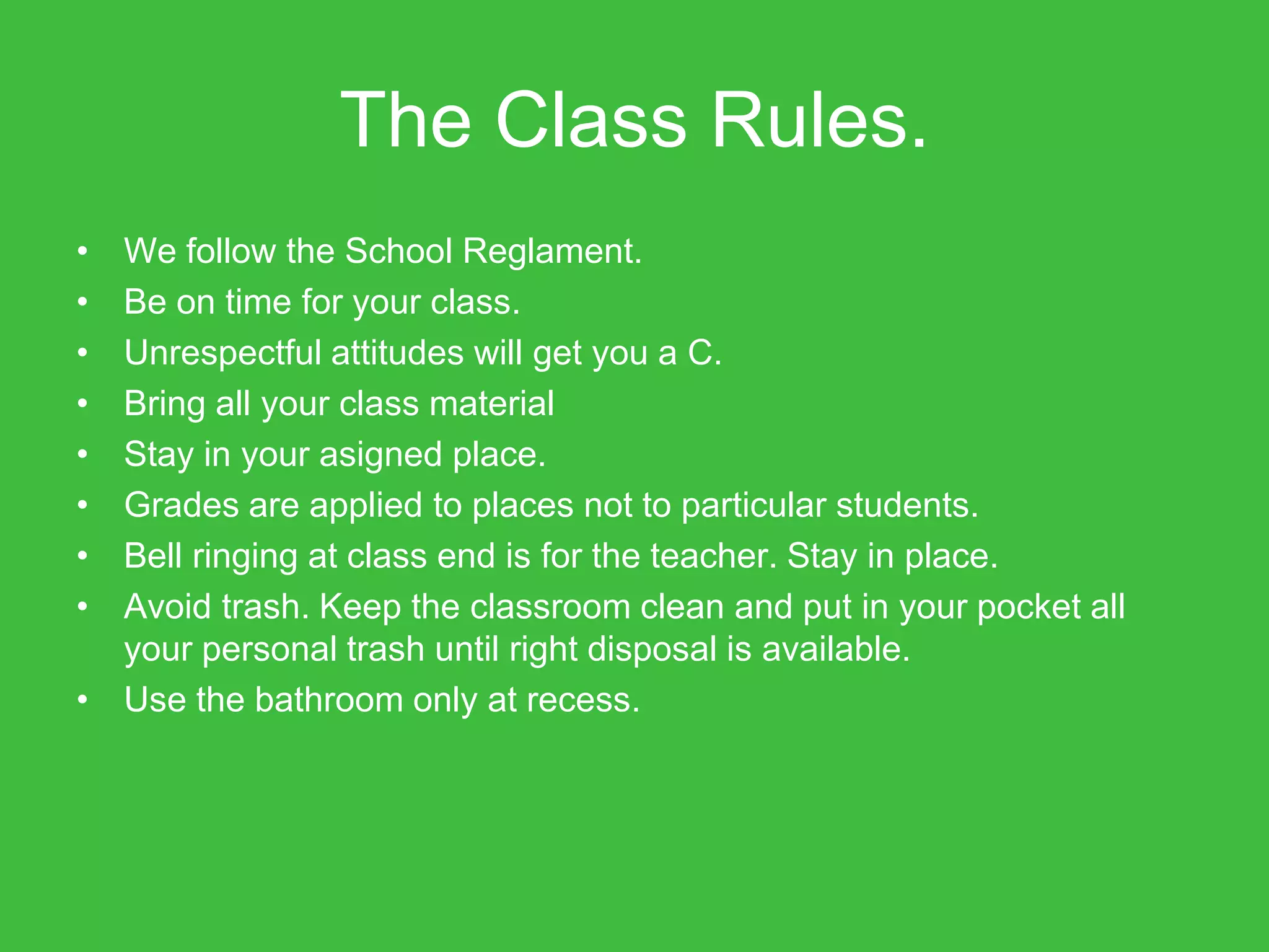 Class rules and grades | PPTX