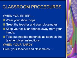 Class Rules and Procedures, for the Advisory.ppt
