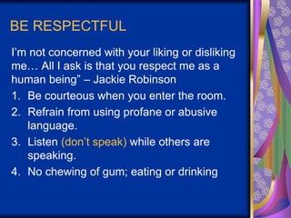 Class Rules and Procedures, for the Advisory.ppt