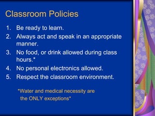 Class Rules and Procedures, Other Class Handled.ppt