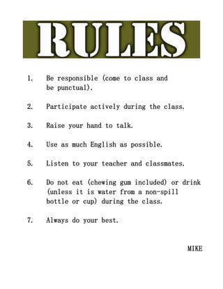CLASS RULES POSTER | PDF | Education