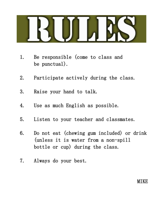 CLASS RULES POSTER | PDF | Education
