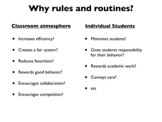 Classroom Rules & Routines, and Teacher Moves | PDF