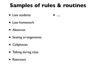 Classroom Rules & Routines, and Teacher Moves | PDF