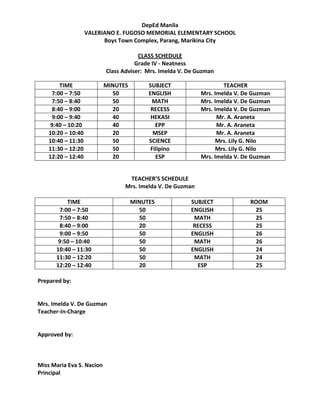 DepEd Manila Elementary School Class Schedules | PDF