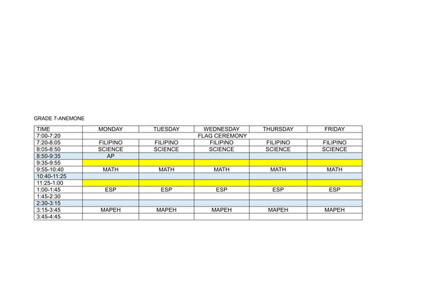 Sample Editable CLASS SCHEDULE for S.Y 2024-2025.docx