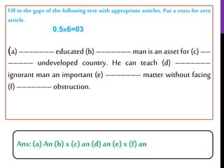 Class six english 2nd paper articles part 3 | PPT